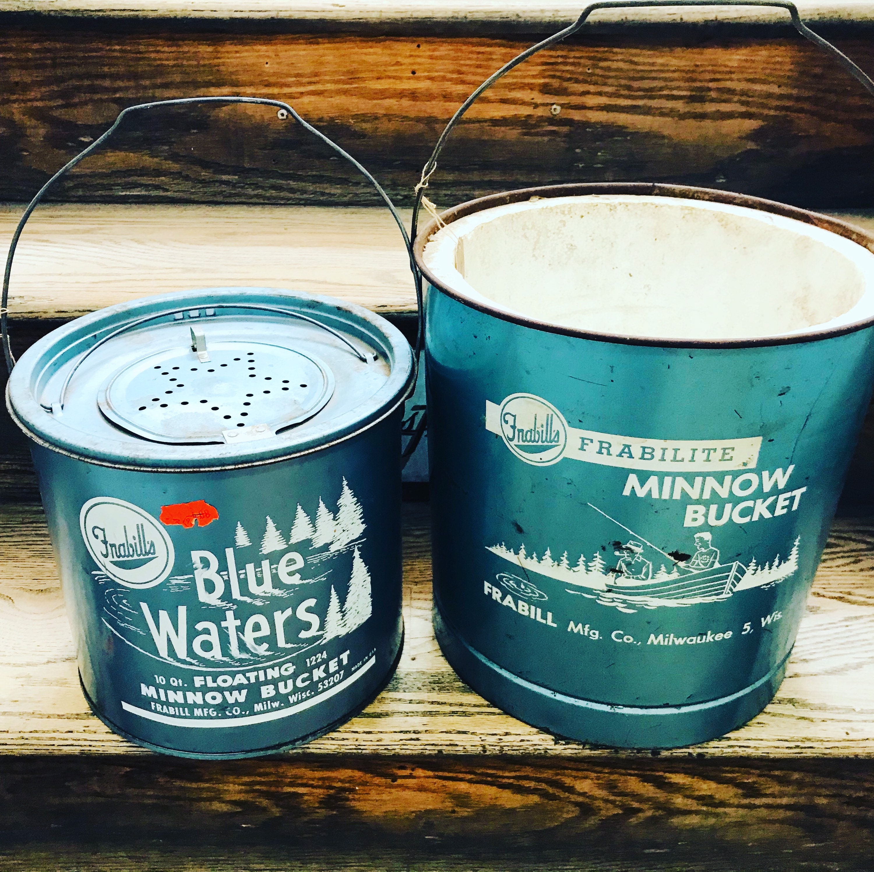 Vintage Frabills Blue Waters Minnow Bucket Floating Minnow Pail Fishing ...