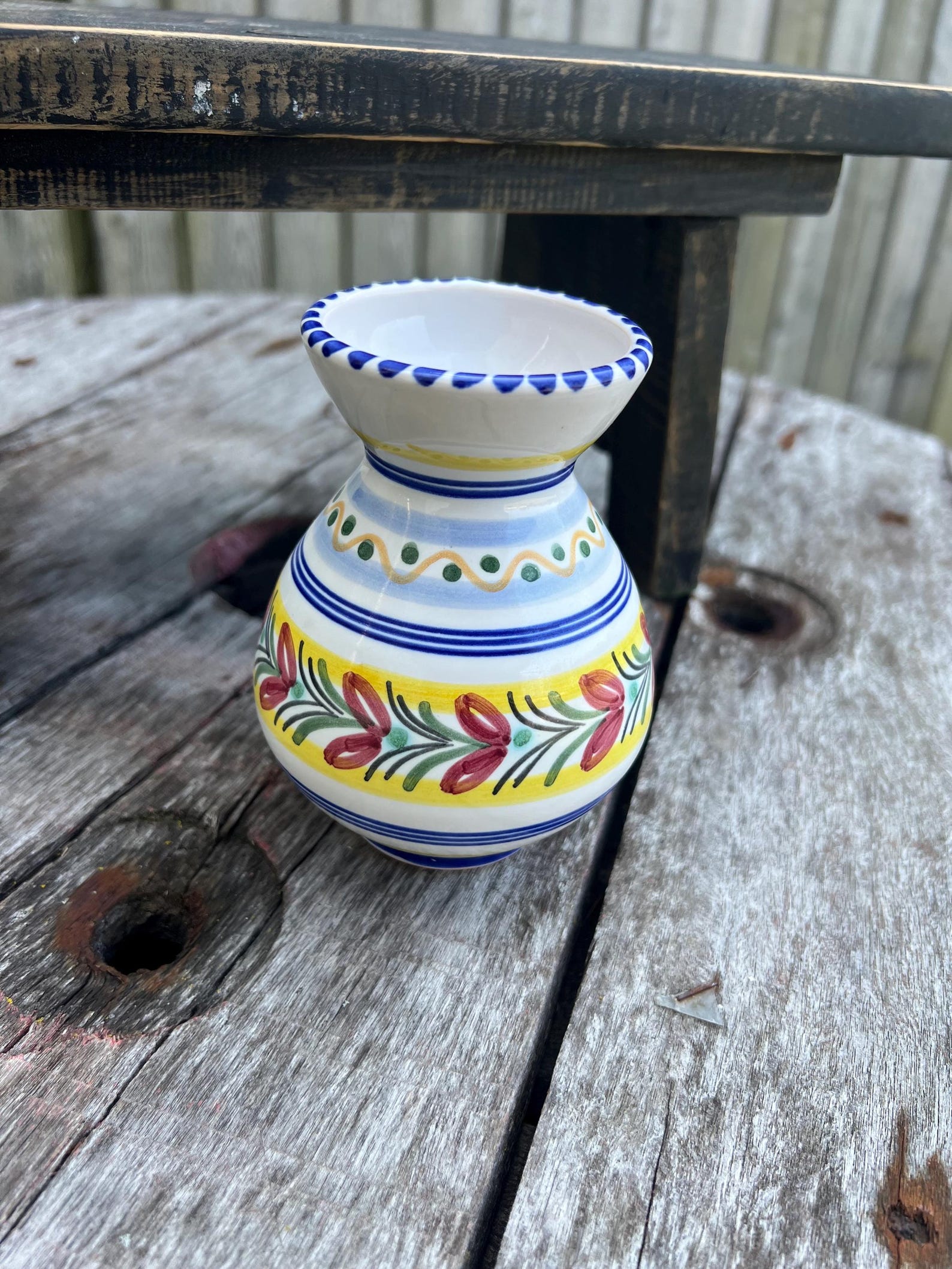 Vintage Pottery Vase Small Flower Vases Hand Painted and Signed by the ...