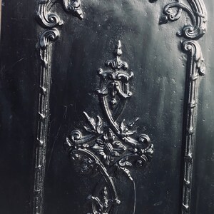 Early Antique Cast Iron Fireback Panel Art Decor Architectural Salvage ...