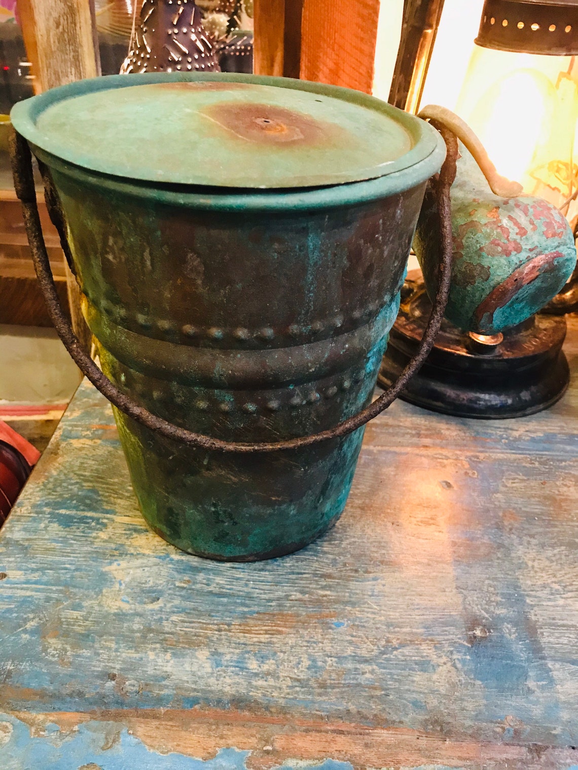 Antique Copper Pail Bucket Rustic Home Decor Ash Pail Water | Etsy