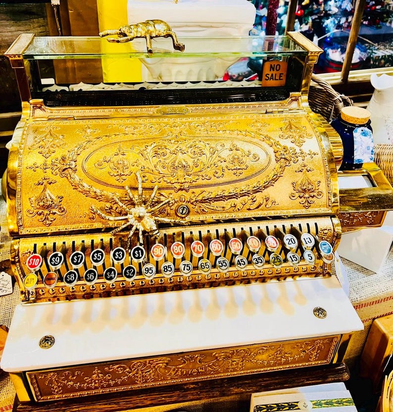 Antique National Cash Register NCR Solid Brass With Marble General ...