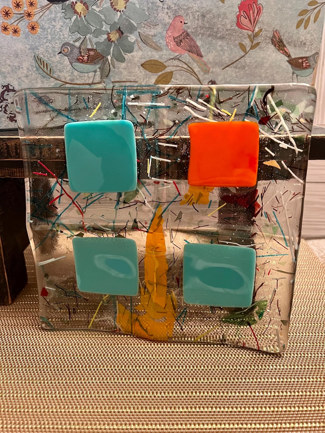 Fused Glass Divided Plate Abstract Art Glass Divided Platter Funky ...