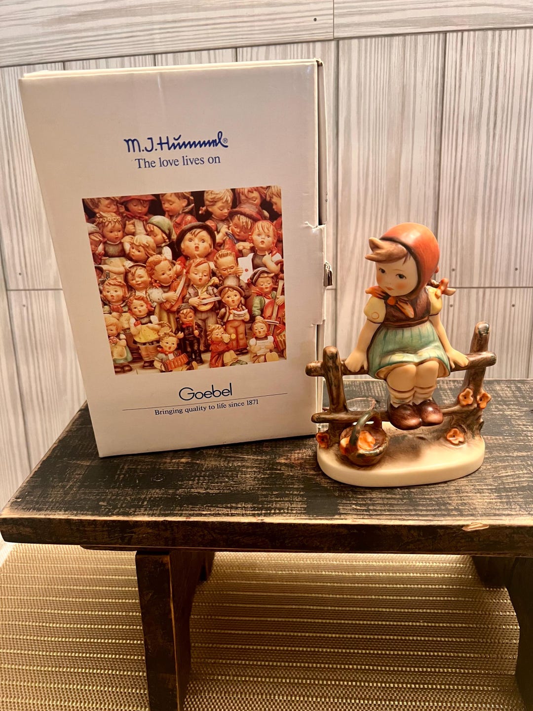 Vintage Hummel Just Resting Girl on Split Rail Fence With Flowers and ...