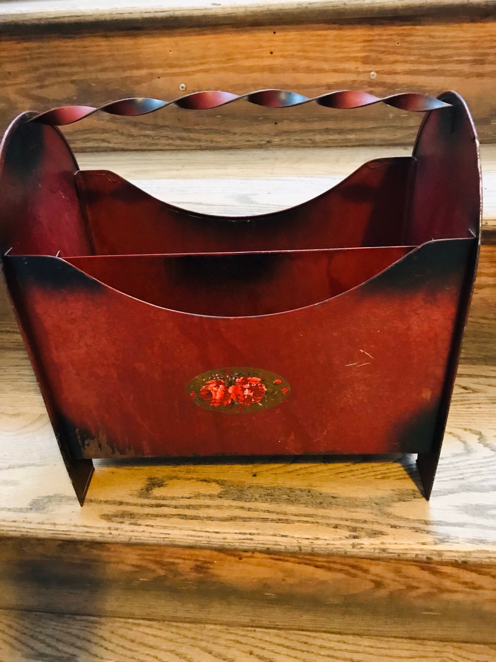 Vintage Metal Magazine Rack/farmhouse Red Decor/shabby - Etsy