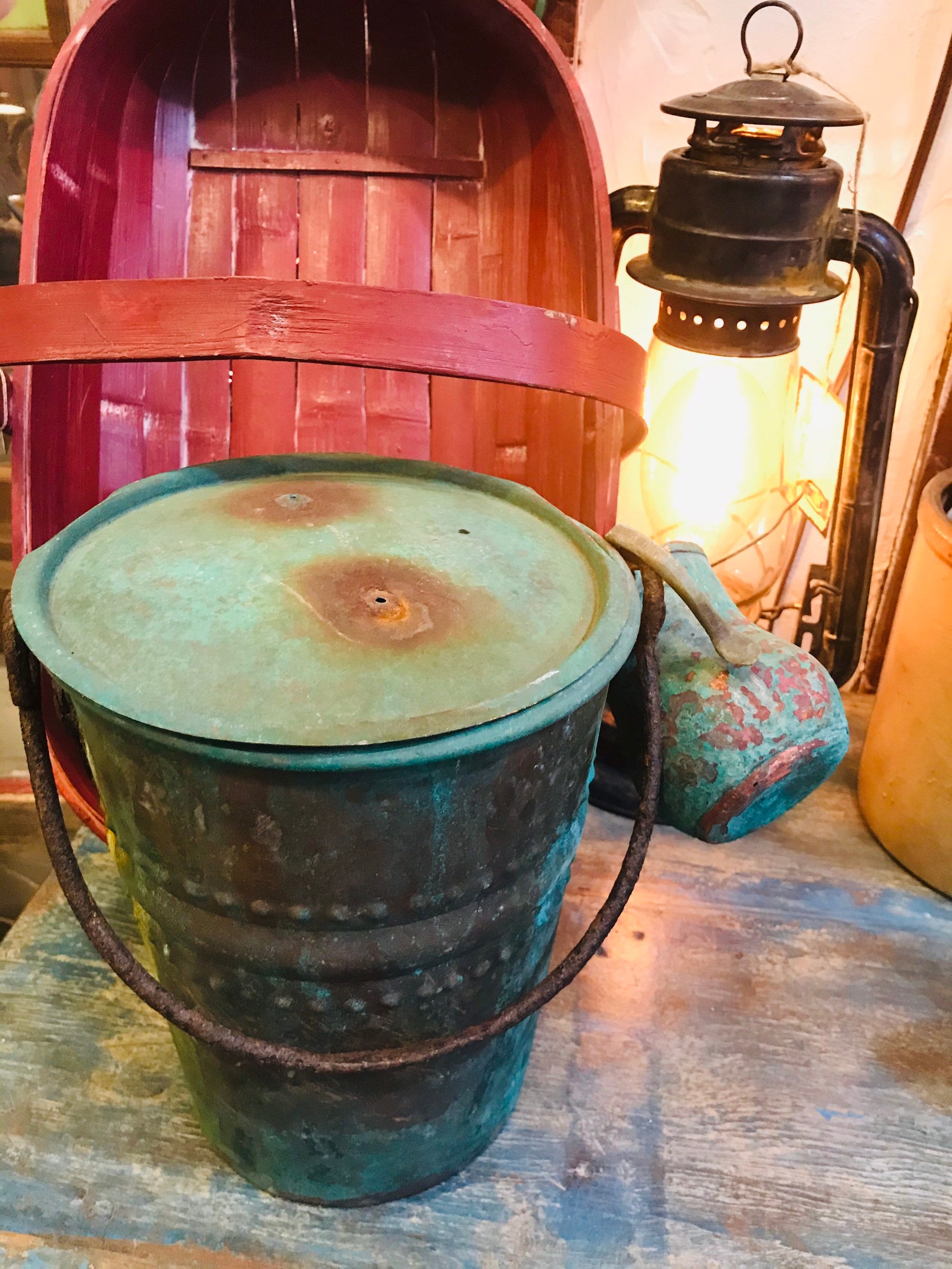 Antique Copper Pail Bucket Rustic Home Decor Ash Pail Water - Etsy
