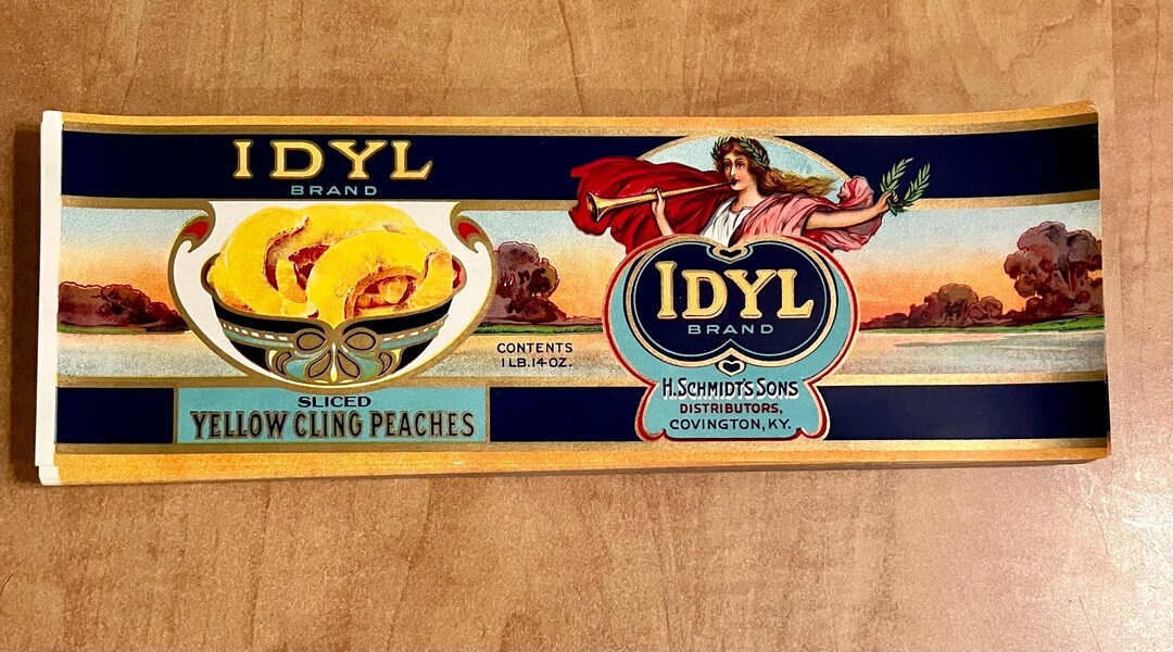 IDYL Brand Sliced Yellow Cling Peaches Canning Labels Old New Stock ...