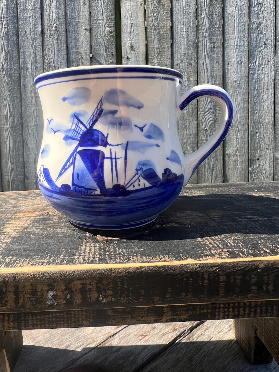 Delft Blue Coffee Mug Handpainted Mugs Windmill Floral Cups Tea Cup Hot ...
