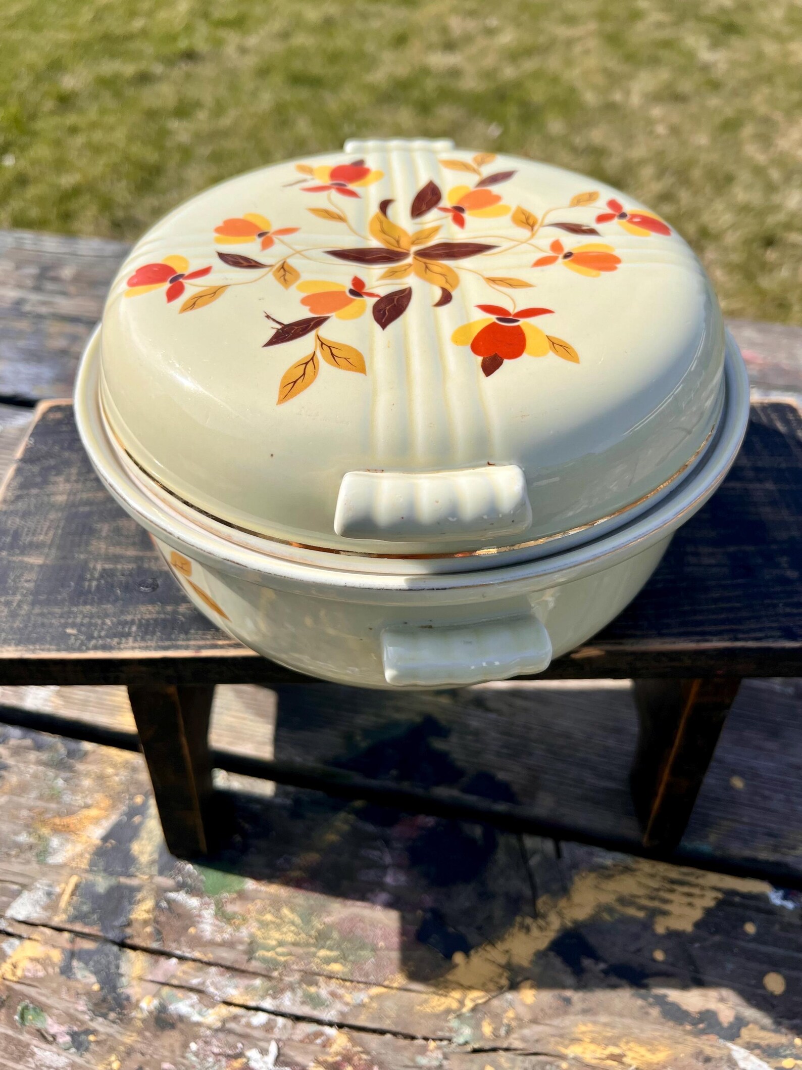 Halls Autumn Leaf Covered Casserole Dish Superior Quality Kitchenware ...