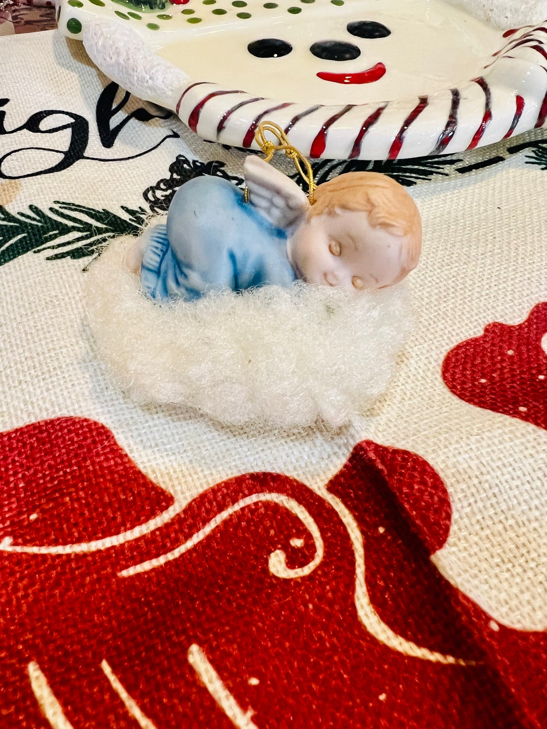 Vintage Angel Baby Sleeping on a Cloud Ornament Children Angels ...