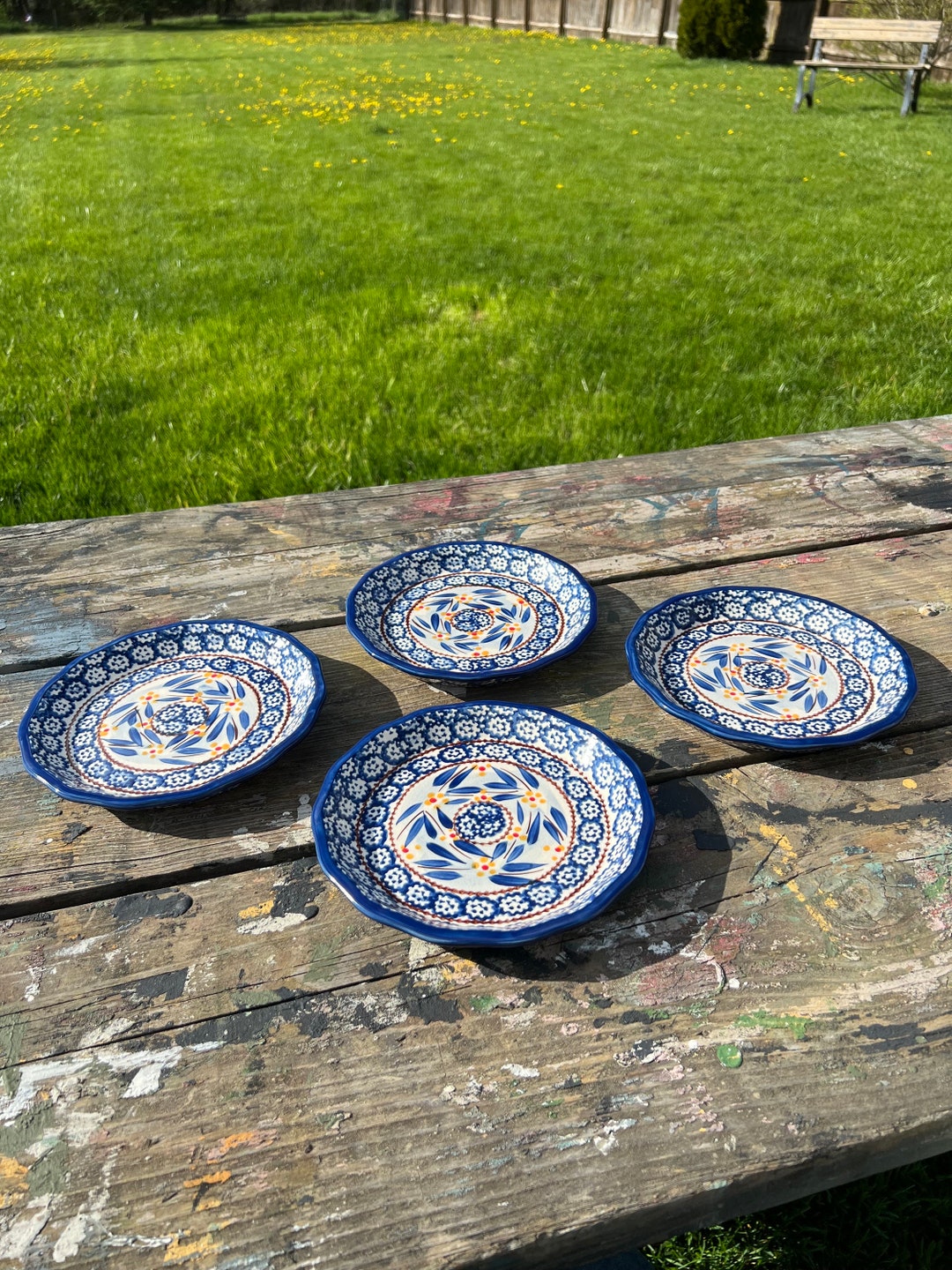 Temptations 8 Inch Dinner Plates Set of 4 Old World by Tara Blue and ...