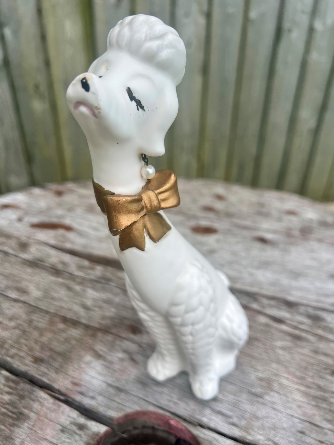 Vintage Napco Poodle Long Neck With Earrings Poodles 1950s Home Decor Kitsch Kitschy Dogs White ...