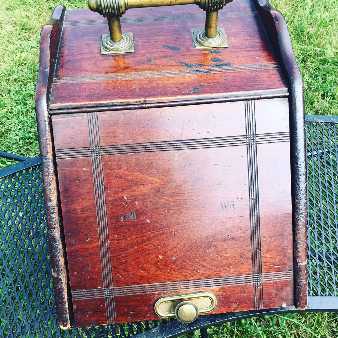 Coal Box Antique Coal Scuttle Box Fireside Box Wood Coal Box Fireplace ...