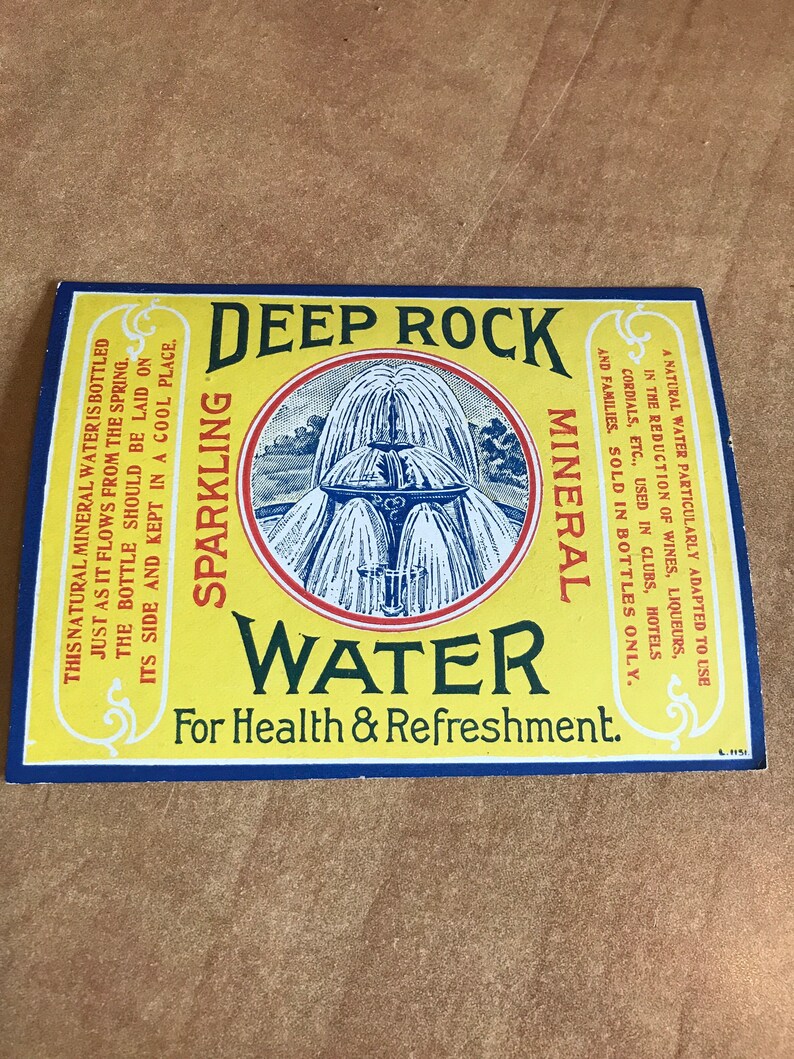 Deep Rock Sparkling Mineral Water Label 1800s Deep Rock Label Antique ...