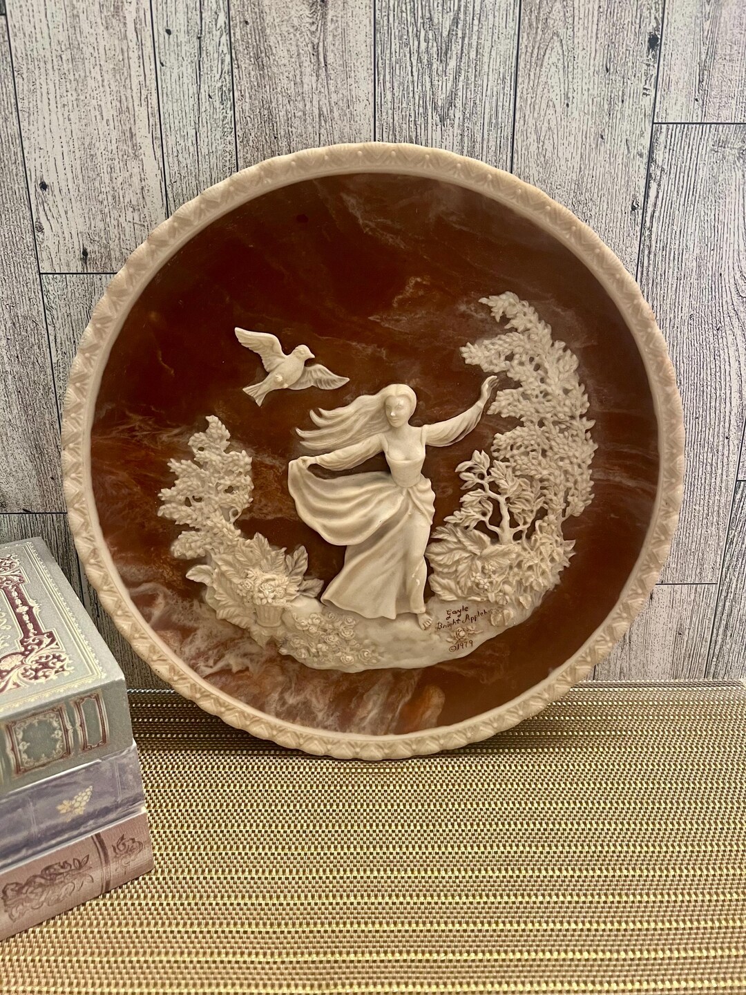 Incolay Stone Collectible Plate Sculptured by Gayle Bright Appleby to A ...