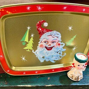 Atomic Santa Serving Tray MCM Retro Trays Cocktail Trays Snowflakes ...