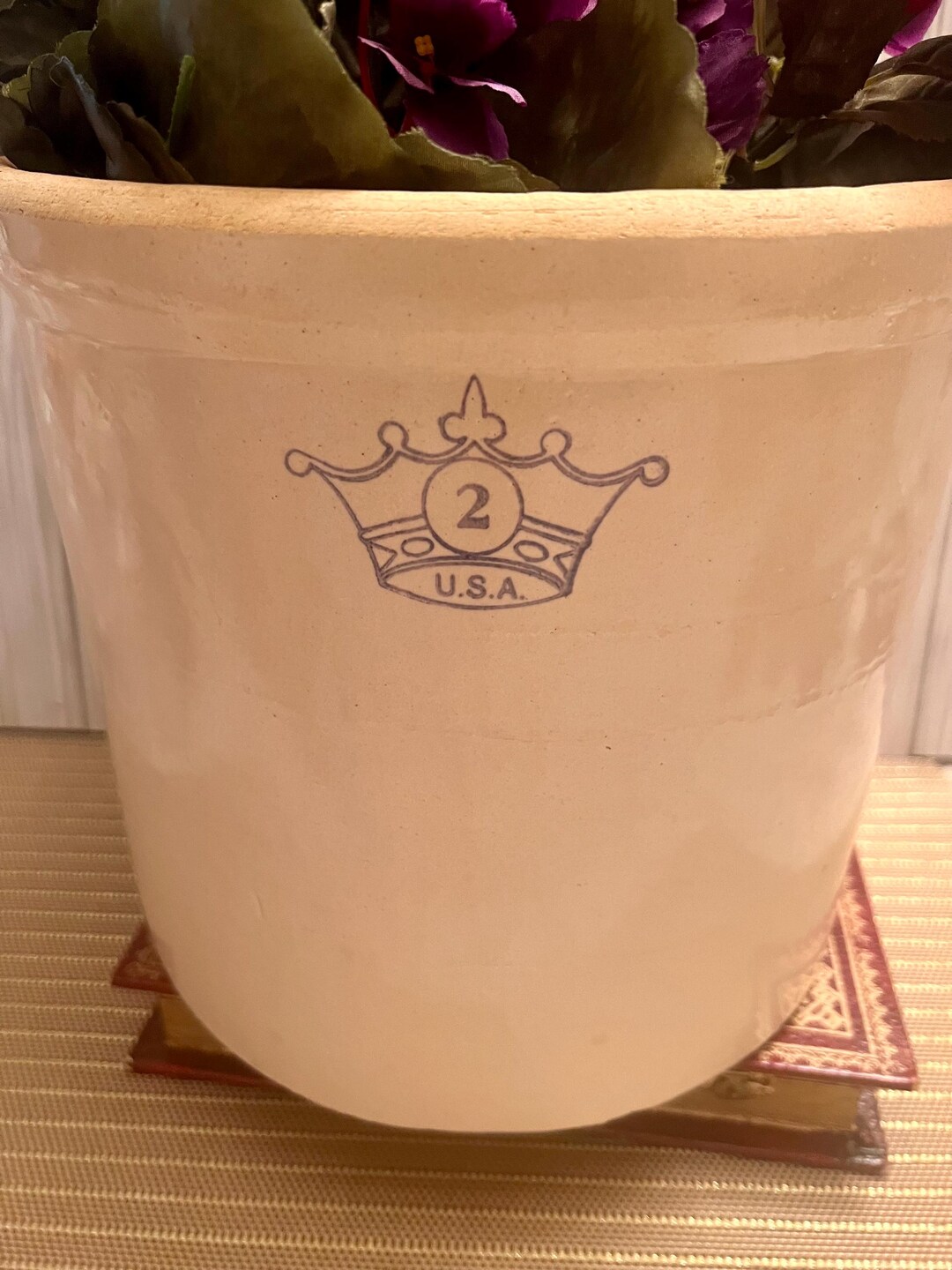 Vintage Crock Large 2 Gallon Rustic Farmhouse Kitchen Crocks Stoneware ...