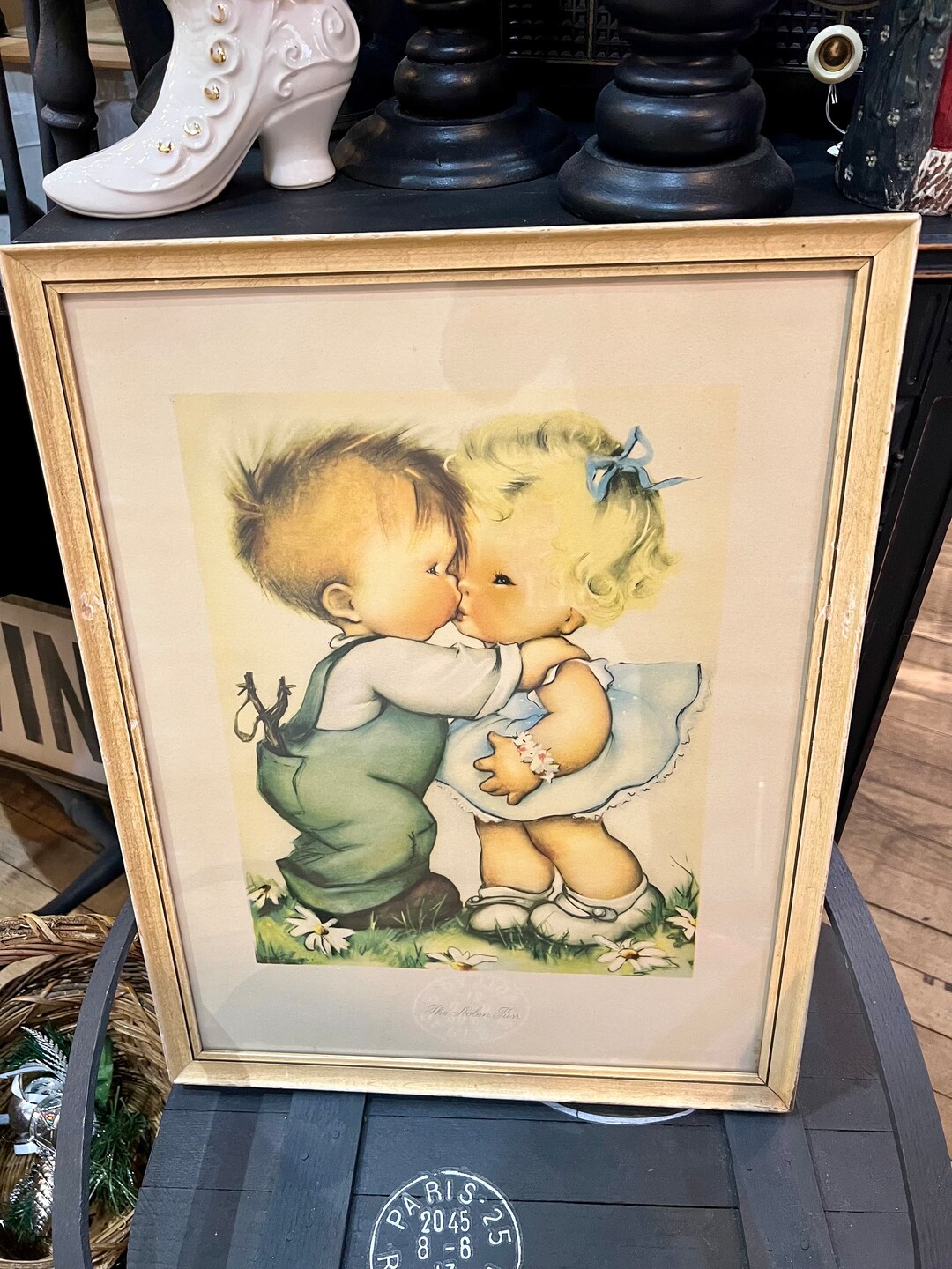 The Stolen Kiss Lithograph Herbert Dubler Inc NY Child’s Nursery Decor ...