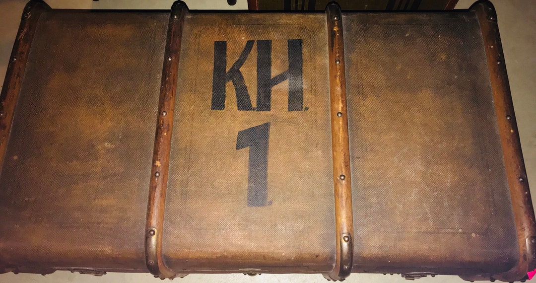 Antique Bentwood Trunk Steamer European Travel Vintage Storage Home ...