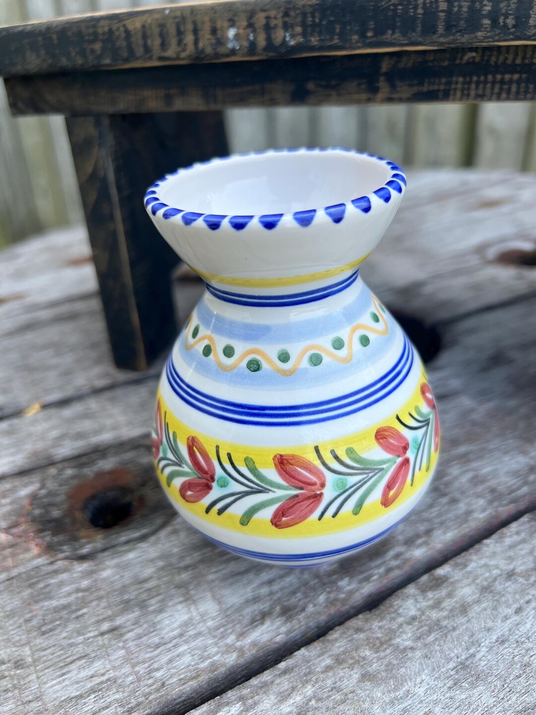 Vintage Pottery Vase Small Flower Vases Hand Painted and Signed by the ...