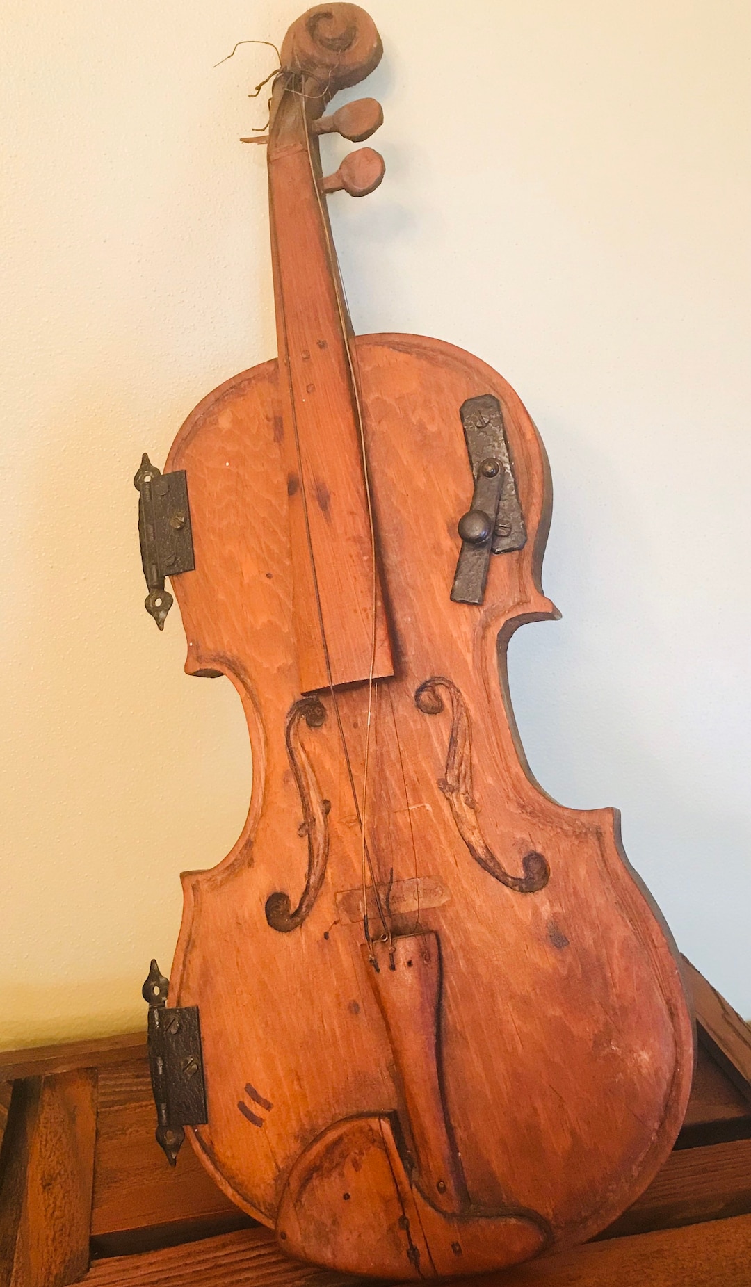 Wooden Violin Folk Art Hand Made Wood Violins Wedding Decor Wall Home ...