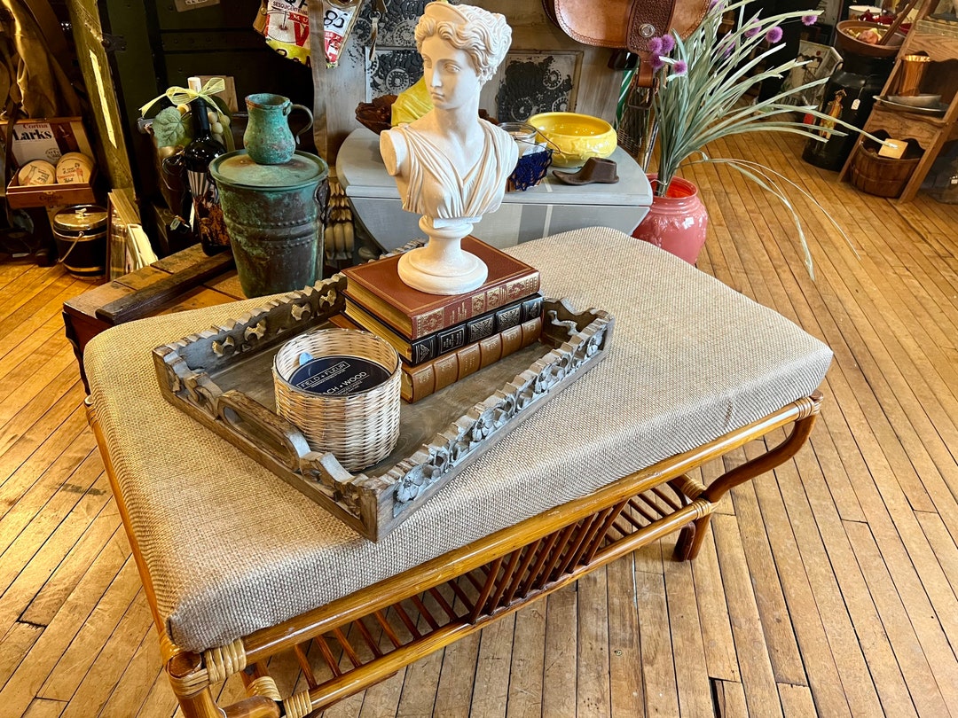 Rattan Coffee Table Vintage Tables Boho Decor Restyled Wicker Furniture ...