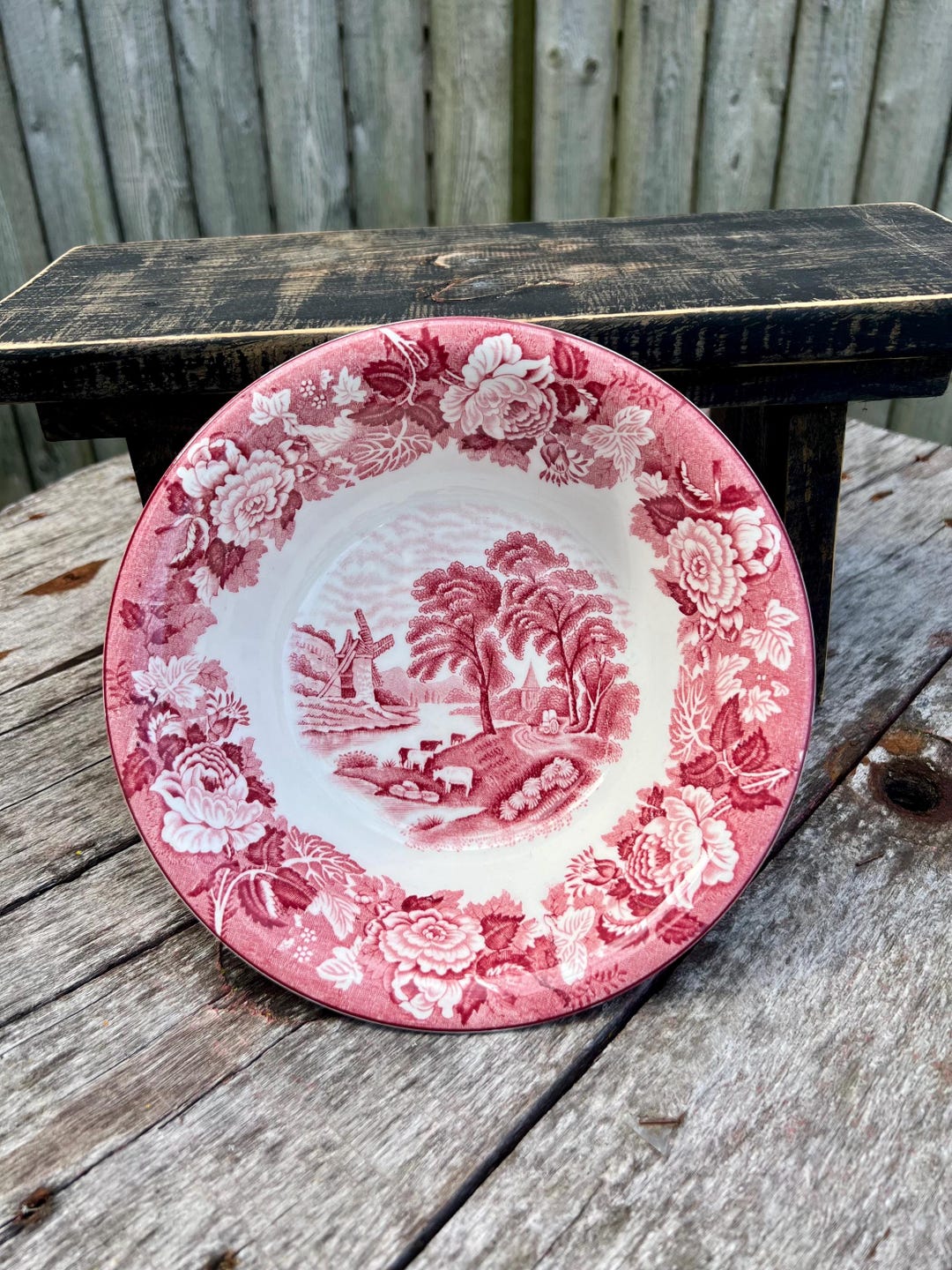 Enoch Woods English Scenery Red Transferware Bowl Ironstone Bowls Wood ...