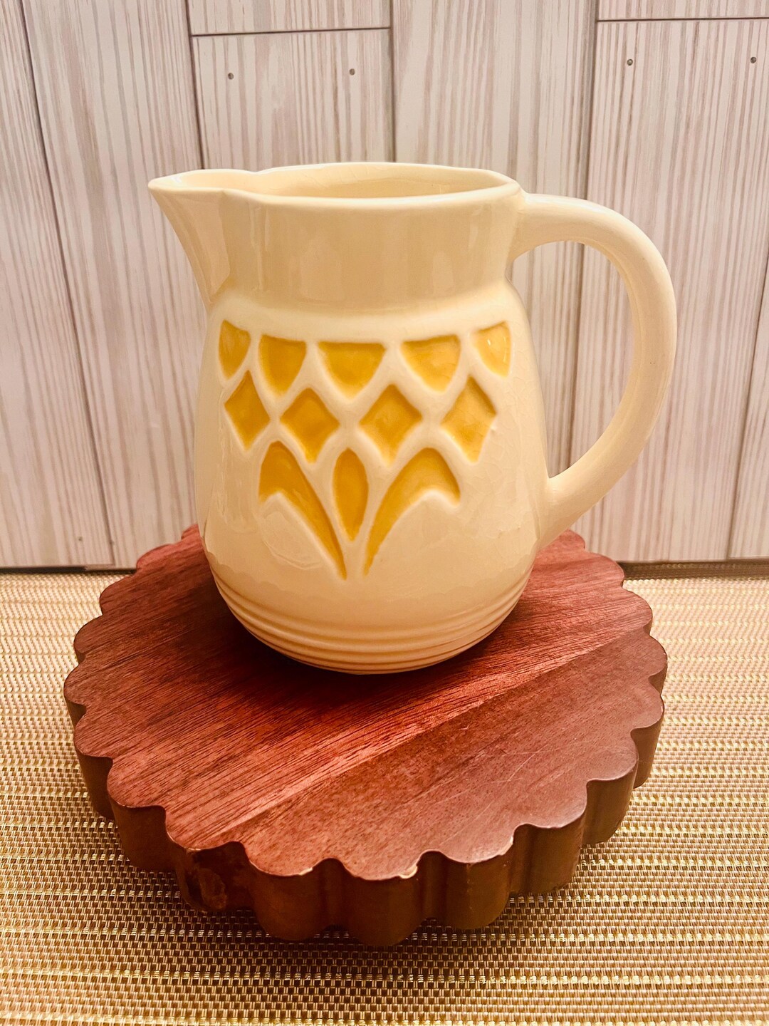RRP Roseville Pottery Small Yellow Pitcher Water Pitchers Flower Vase ...
