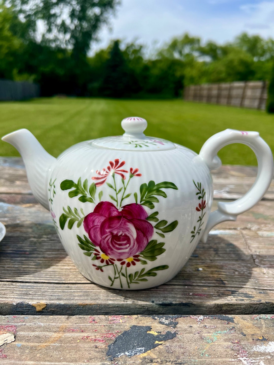Handgemalt Rose Porcelain Tea Pot Handpainted Roses Wedding Decor ...