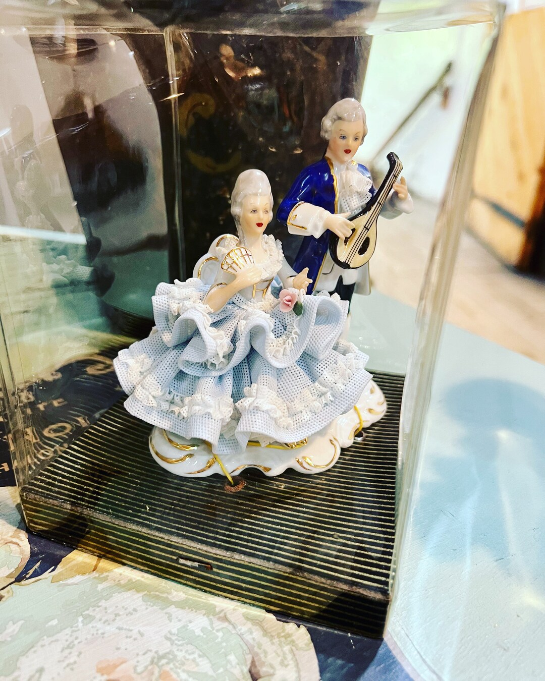 Vintage Dresden Figurine Musical Duo Made in Western Germany Victorian ...
