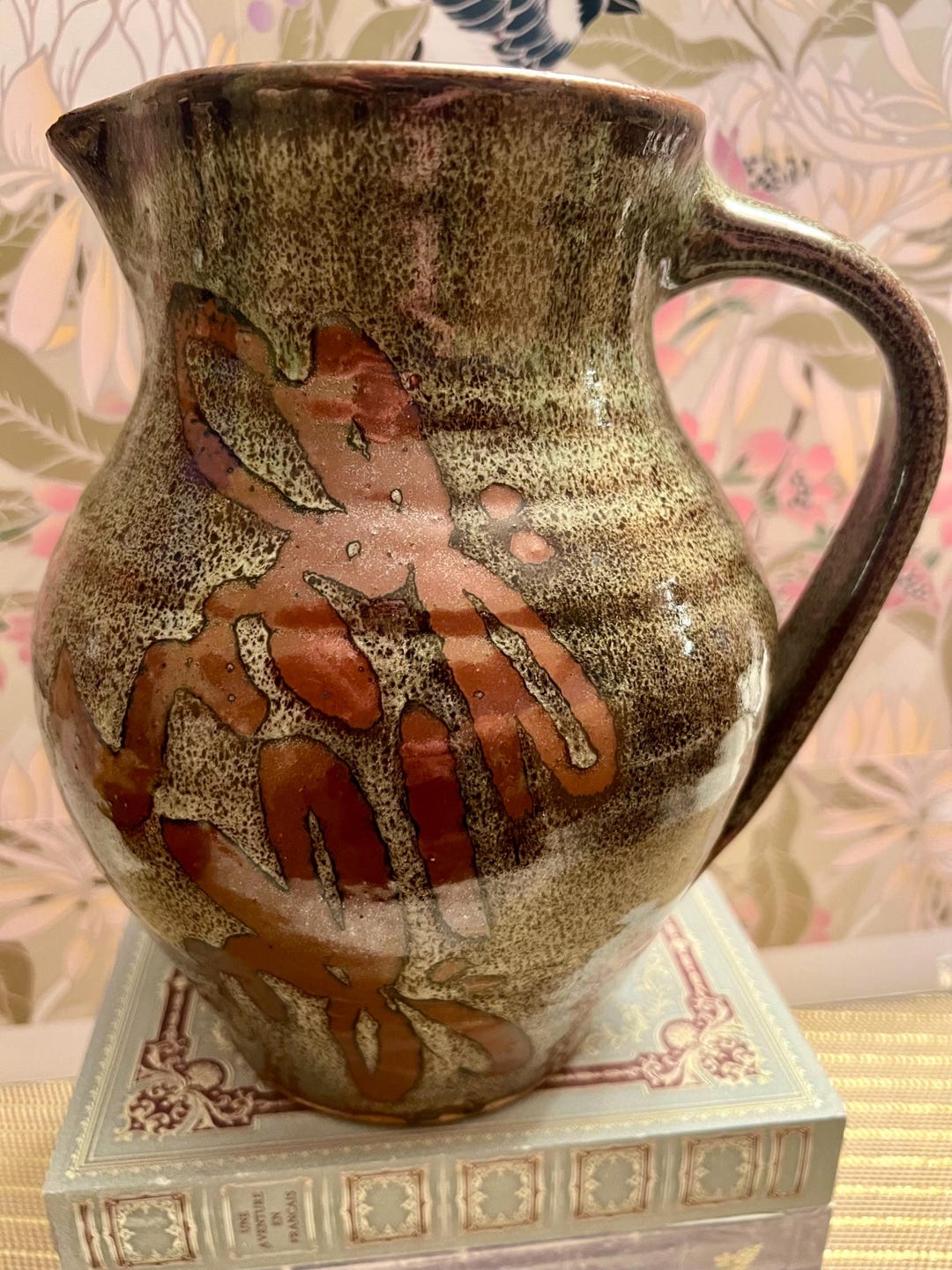 Art Pottery Pitcher Jug PB Hand Thrown Speckled Glaze Farmhouse Kitchen ...