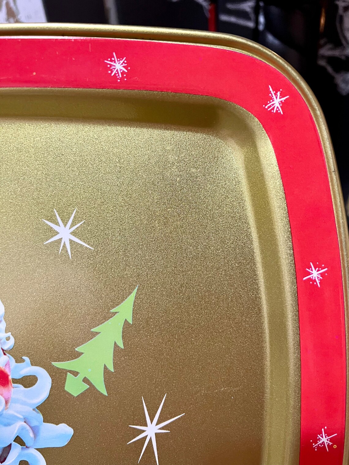 Atomic Santa Serving Tray MCM Retro Trays Cocktail Trays Snowflakes ...