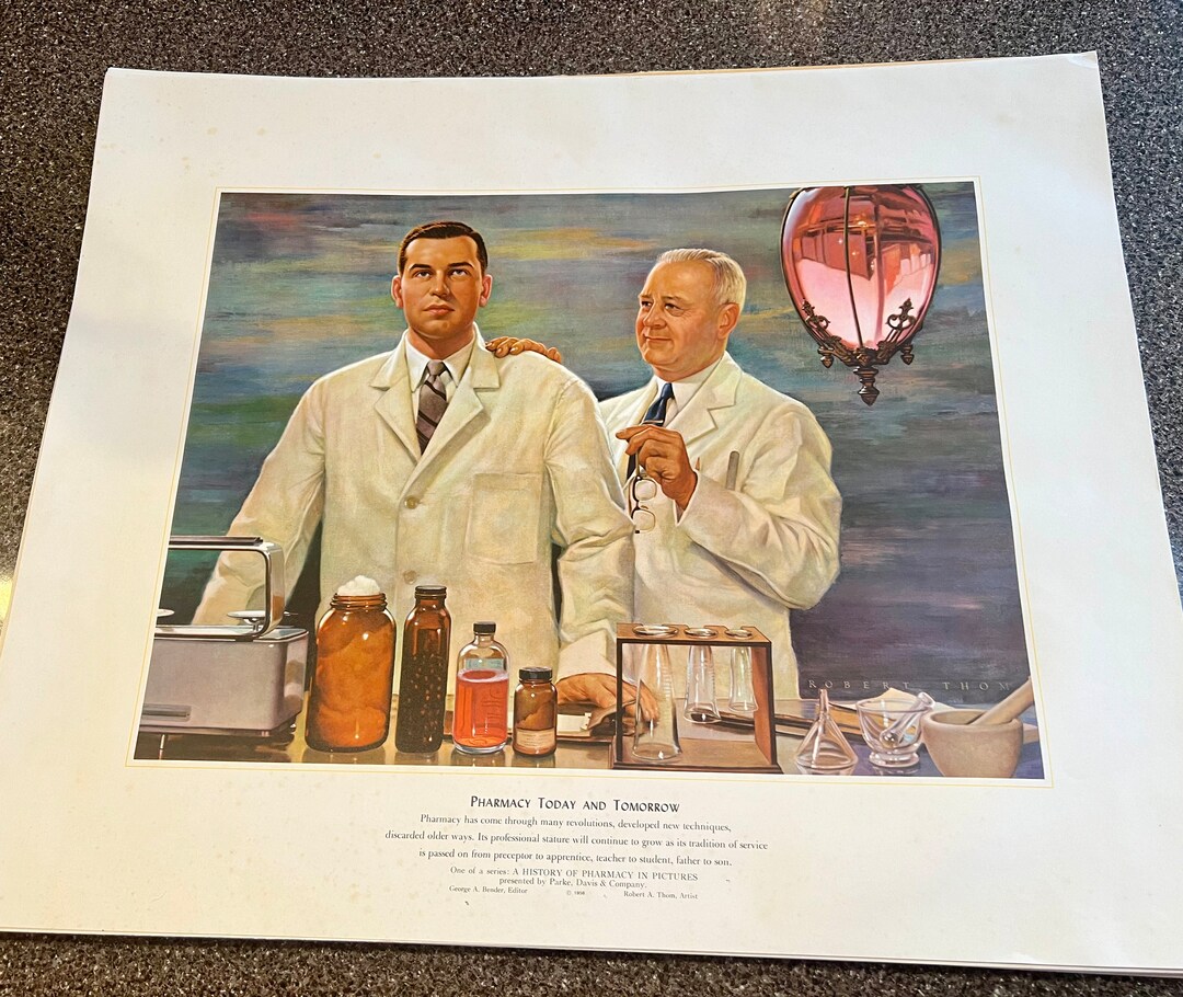 A History of Pharmacy in Pictures by Parke Davis Set Lithographs Wall ...