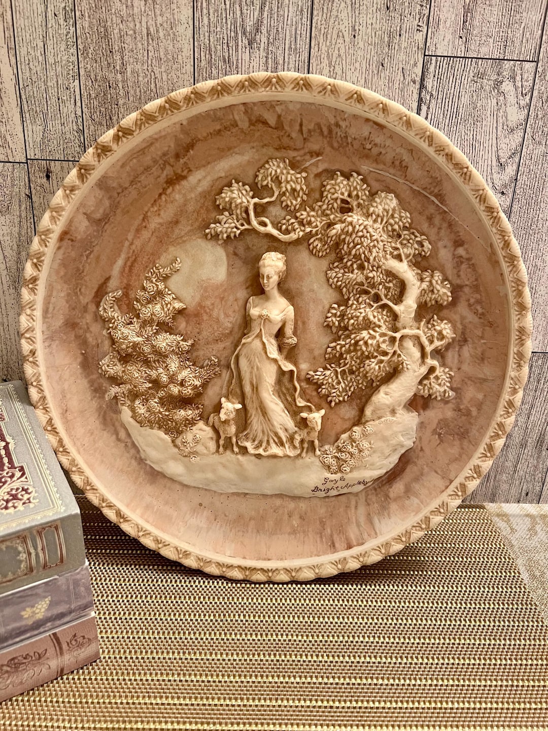 Incolay Stone Collectible Plate Sculptured by Gayle Bright Appleby She ...