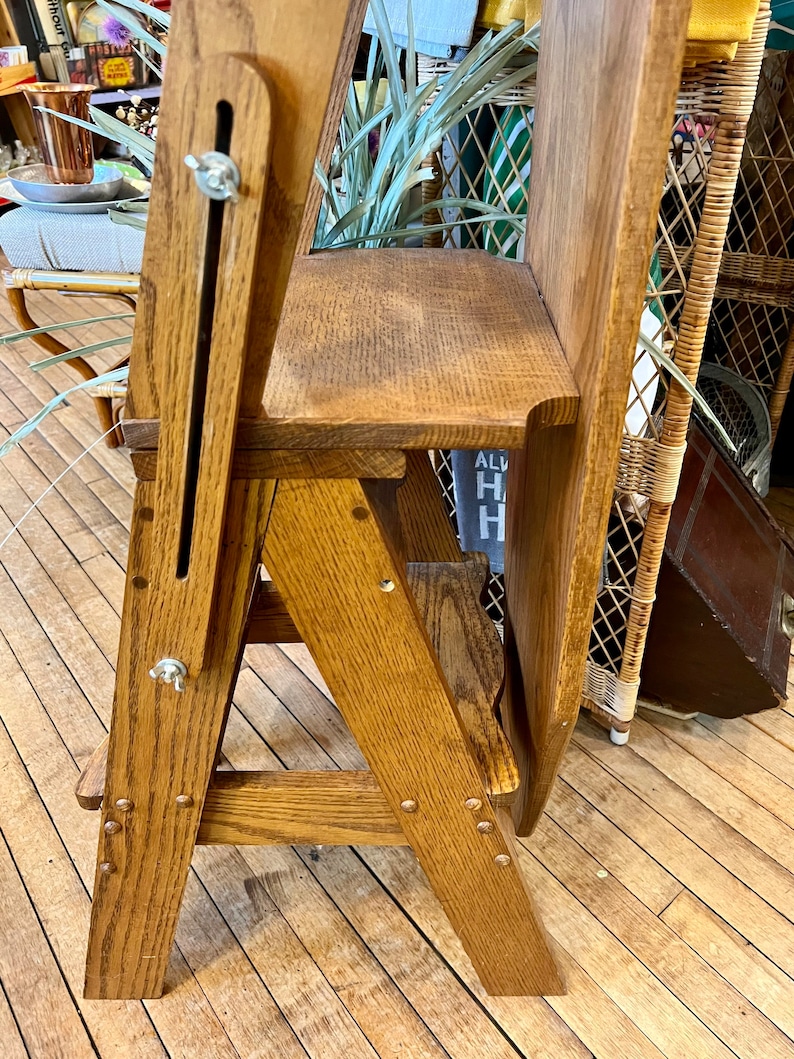 Ironing Board Step Stool Bench Amish Made Portable Solid Oak Hand Made ...