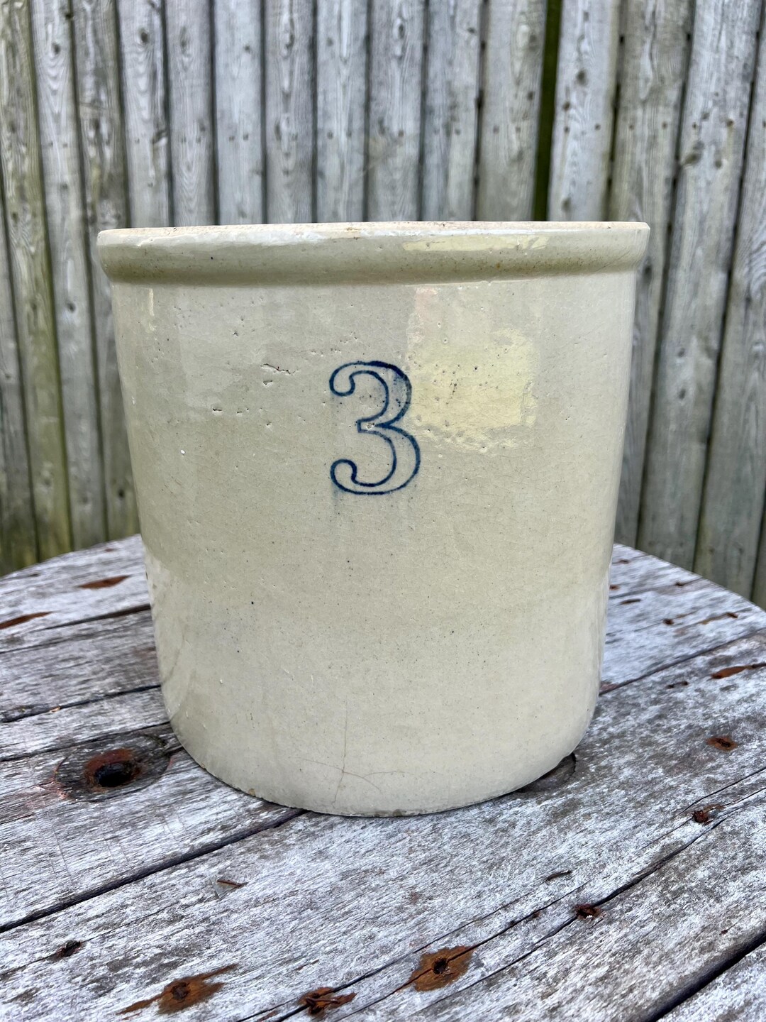 Antique Crock Large 3 Gallon Rustic Farmhouse Kitchen Crocks Stoneware ...