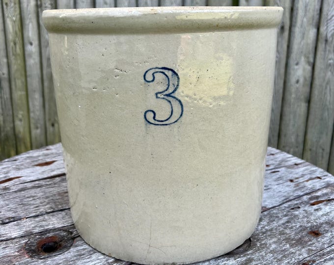 Antique Crock Large 3 Gallon Rustic Farmhouse Kitchen Crocks Stoneware ...