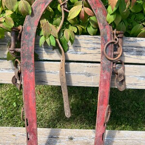 1800s Antique Horse Mule Yoke Harness Hames Collar Original Barn Red ...