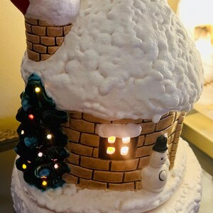 Ceramic Igloo House Vintage Lighted Trees Santa Claus Dome Home Snowman ...