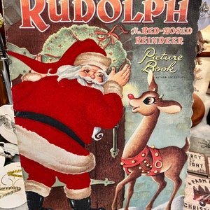 Vintage Rudolph the Red Nosed Reindeer Picture Book Childrens Storybook ...