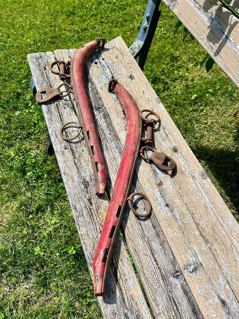 1800s Antique Horse Mule Yoke Harness Hames Collar Original Barn Red ...