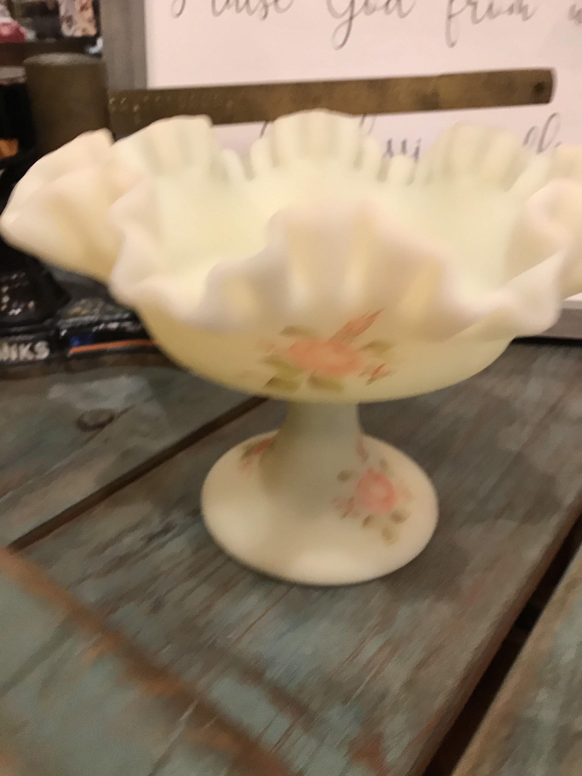 Fenton Art Glass Footed Compote Dish Bowl Handpainted Bowl | Etsy