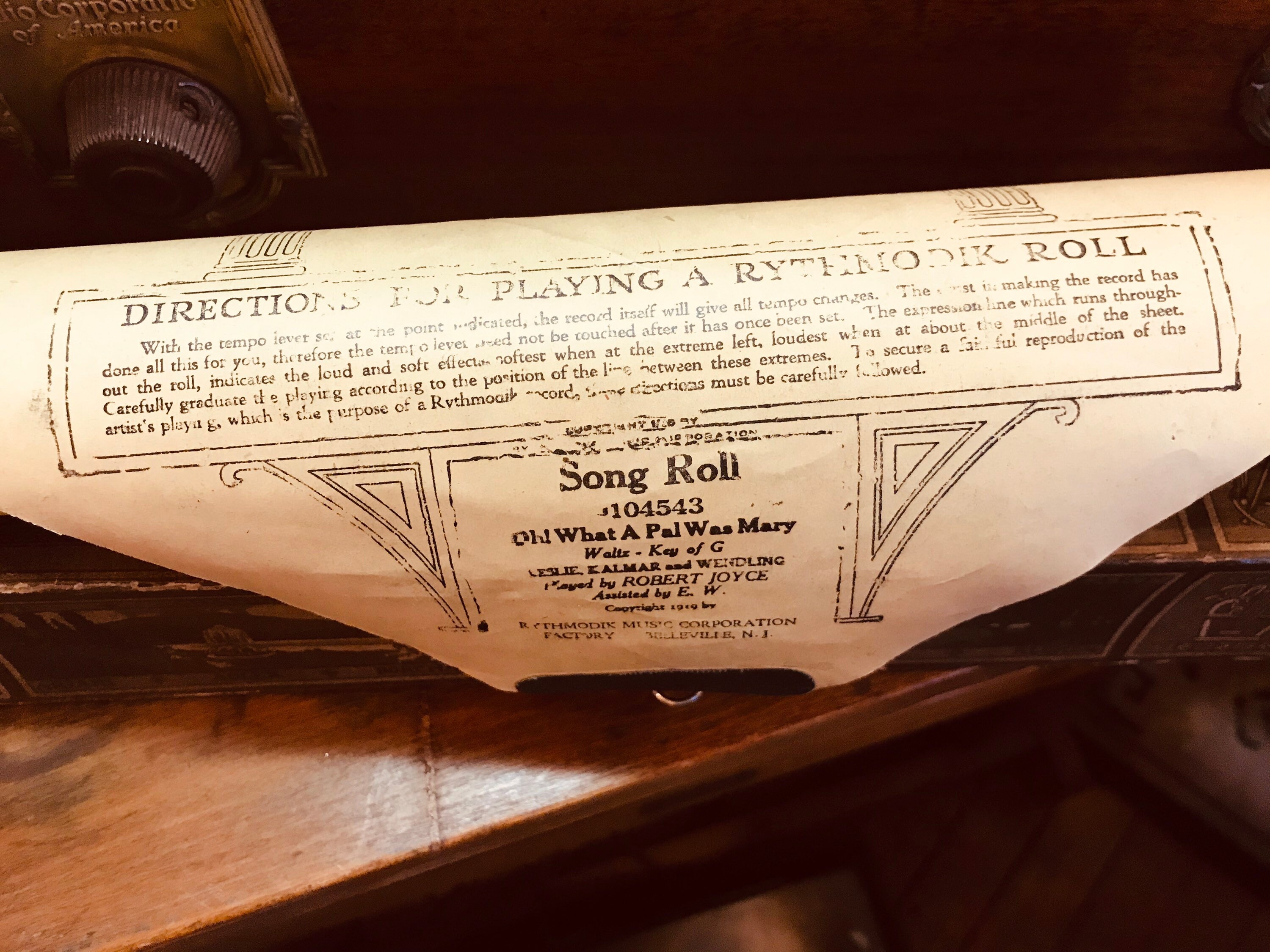 Antique Piano Roll Rhymodik Song Roll Oh What A Pal Was Mary | Etsy