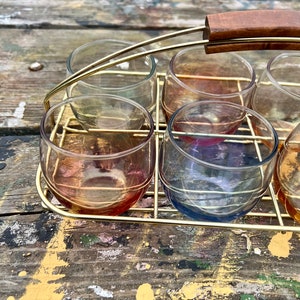 Federal Glass Over the Rainbow Roly Poly Glasses With Carrier Cocktail ...