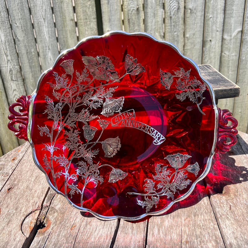 Ruby Glass Platter - Etsy