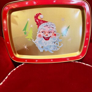 Atomic Santa Serving Tray MCM Retro Trays Cocktail Trays Snowflakes ...