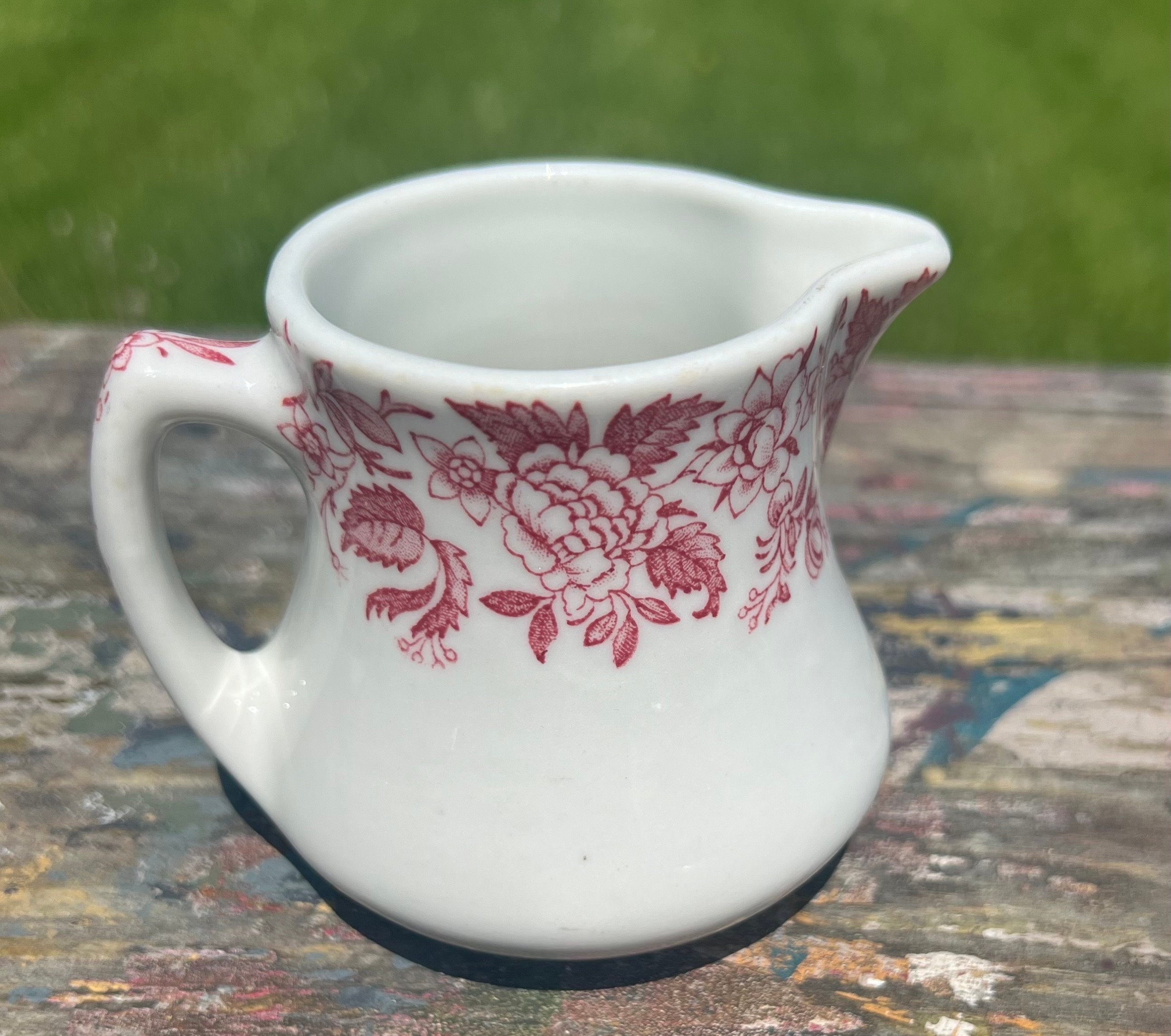 Vintage Jackson Vitrified China Mini Creamer Red White Flowers Made in ...