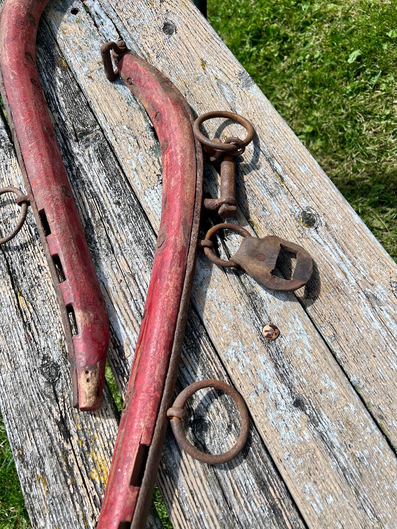1800s Antique Horse Mule Yoke Harness Hames Collar Original Barn Red ...