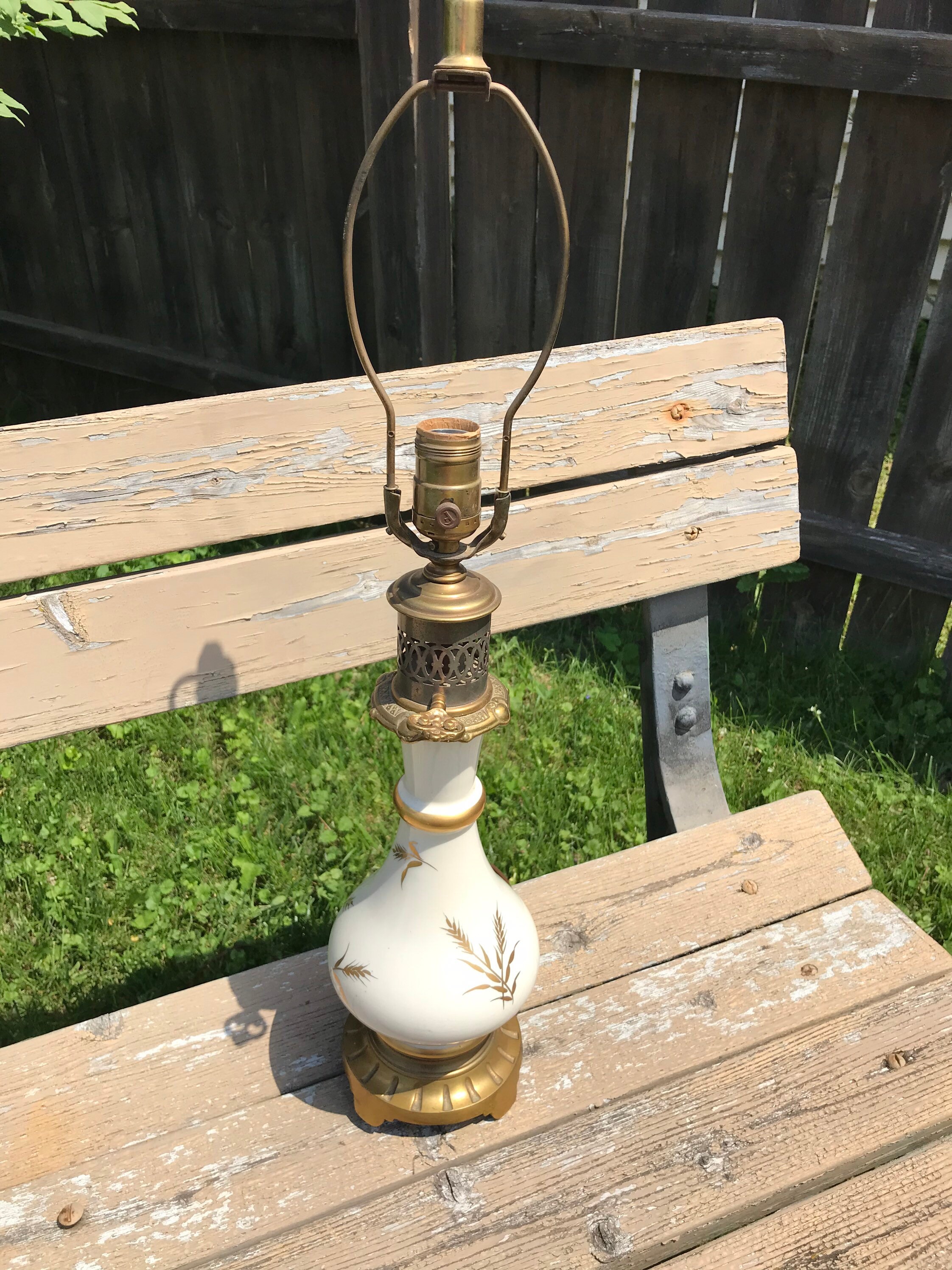 Vintage Wheat Lamp/ceramic and Brass Table Lamp/lamp With Gold - Etsy