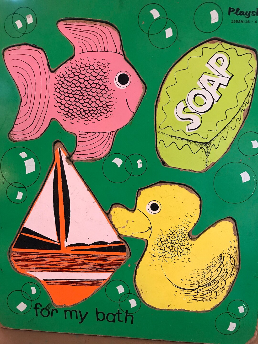 Vintage Playskool Wooden Puzzle for My Bath Vintage Toys Nursery Decor ...
