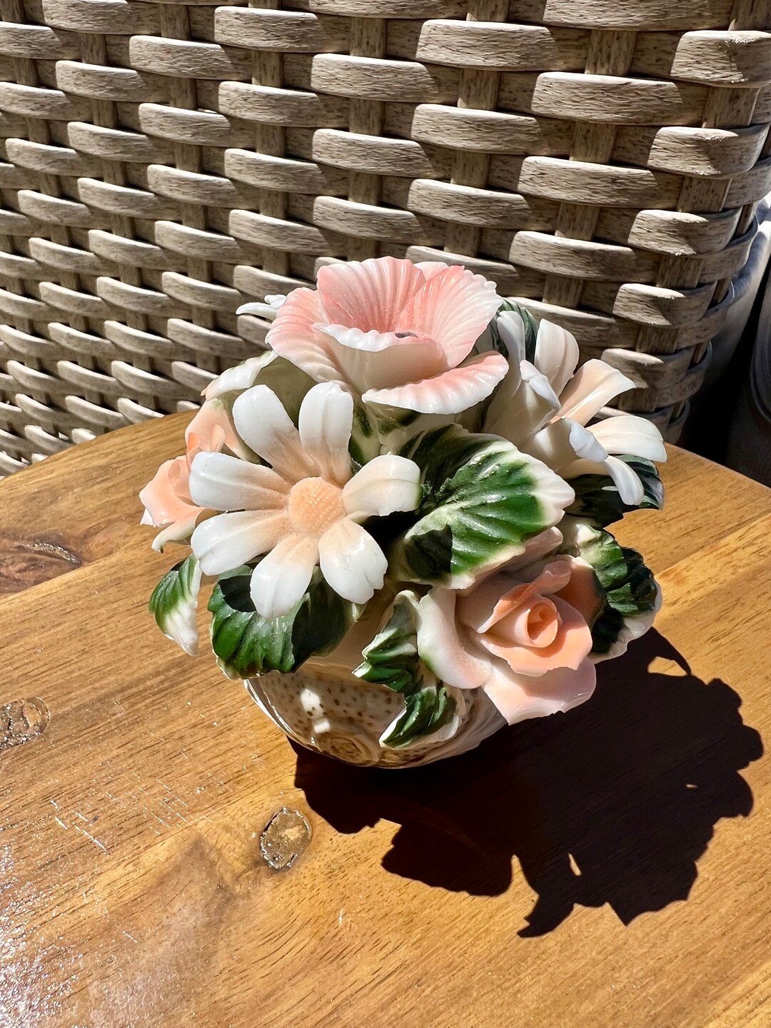 Vintage Capodimonte Floral Vase Roses Mini Vases Small Tabletop Decor ...